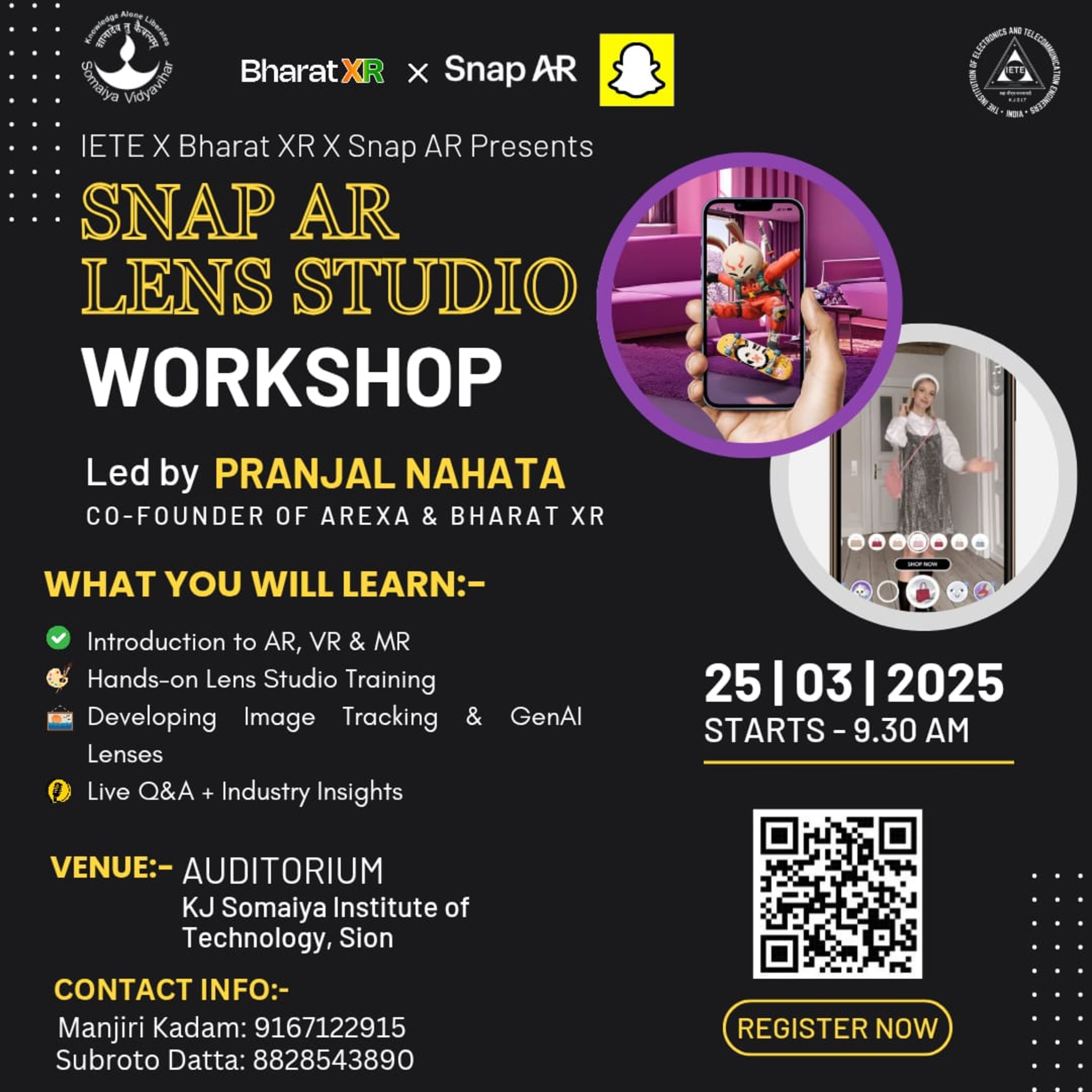 See SnapAR Hands-On Workshop: KJ Somaiya Sion | Arexa x SnapAR x Bharat XR at Snap North India